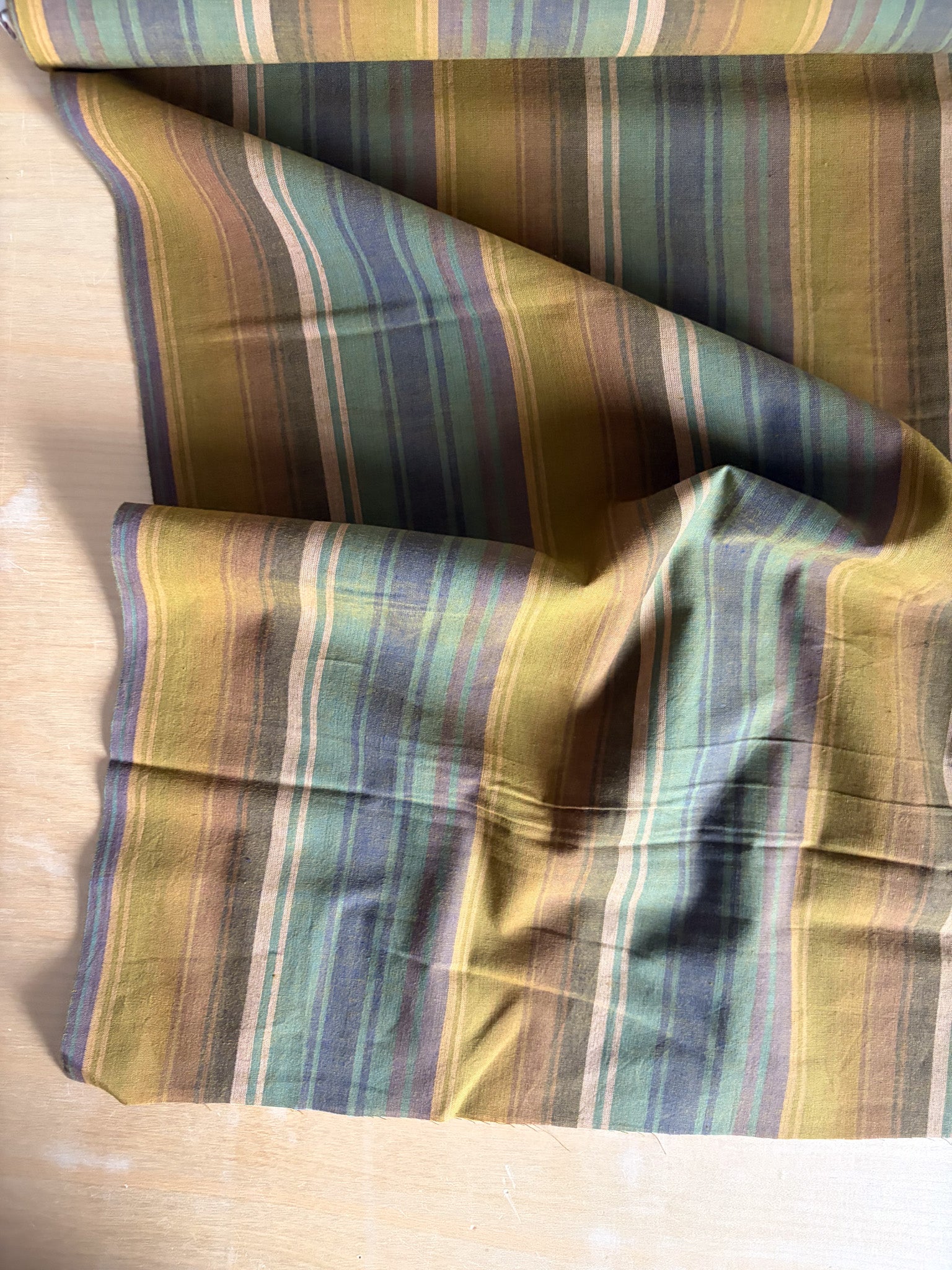 Kaffe Fassett Woven Stripes – Exotic Stripe in Khaki – Material Goods